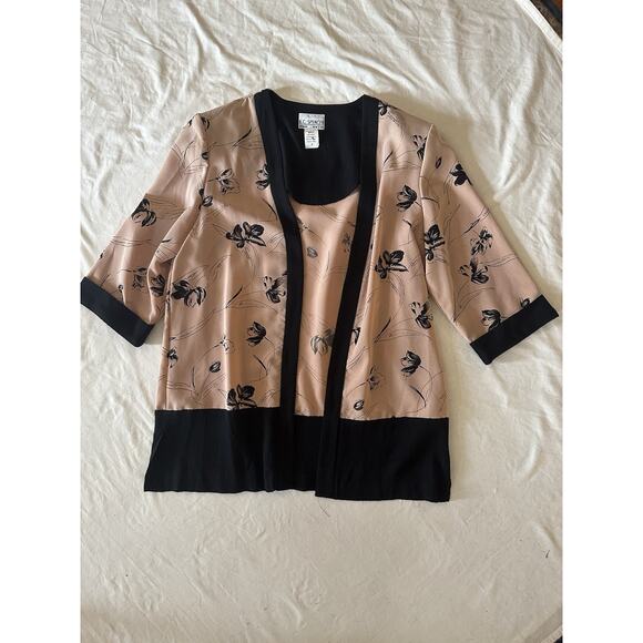 KC Spencer | Sweaters | Vintage Kc Spencer Blush Black Floral Open ...